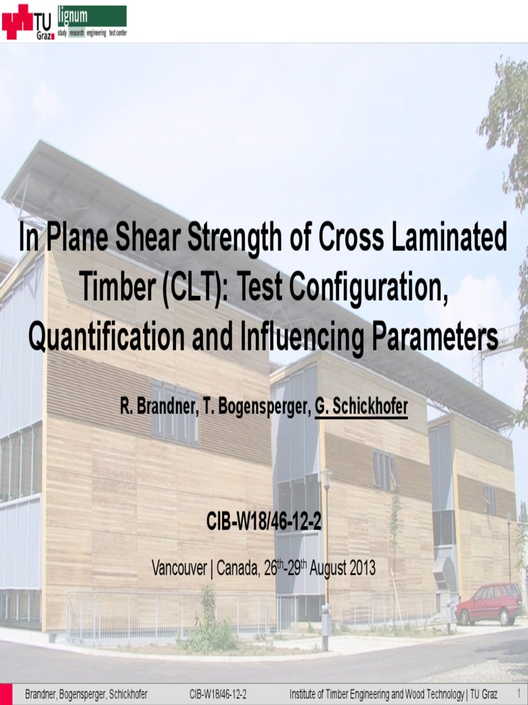 In Plane Shear Strength of Cross Laminated Timber (CLT) : Test ...