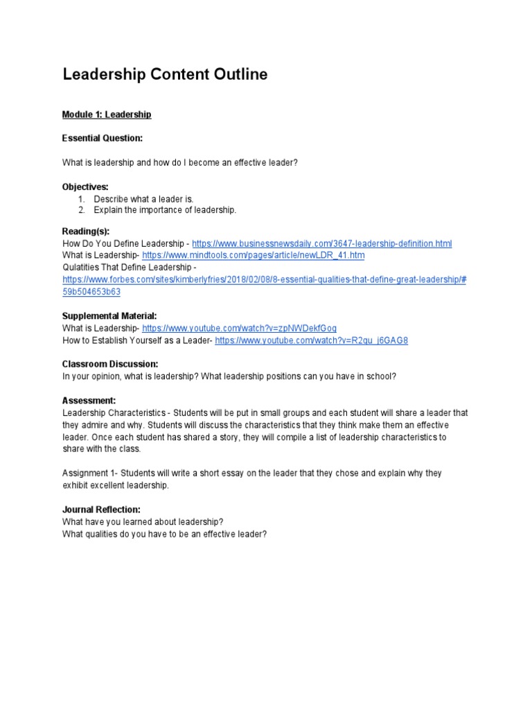 Leadership Content Outline 2 | PDF | Conflict Resolution | Interview