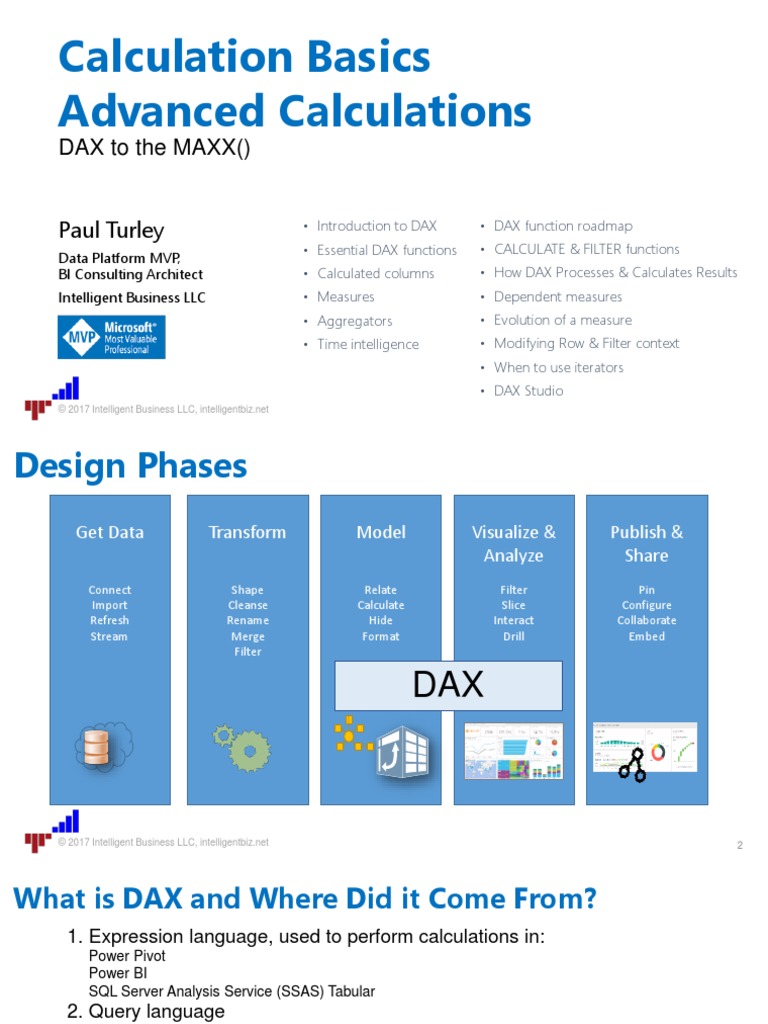 Calculation Basics Advanced Calculations: DAX To The MAXX Paul Turley | PDF