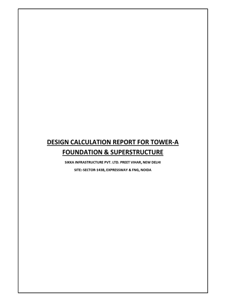 Cal Report For Tower A - FDN & Super-Str | PDF | Bending | Beam (Structure)