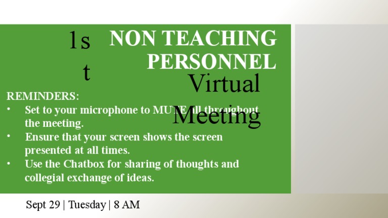 Virtual Meeting Reminders for Teaching & Non-Teaching Personnel | PDF