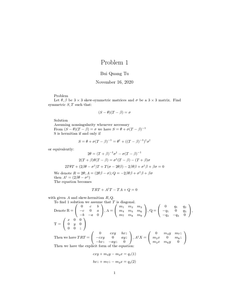 A Nonlinear Matrix Equation | PDF | Functional Analysis | Operator Theory