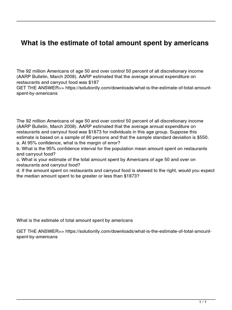 What Is The Estimate of Total Amount Spent by Americans | PDF