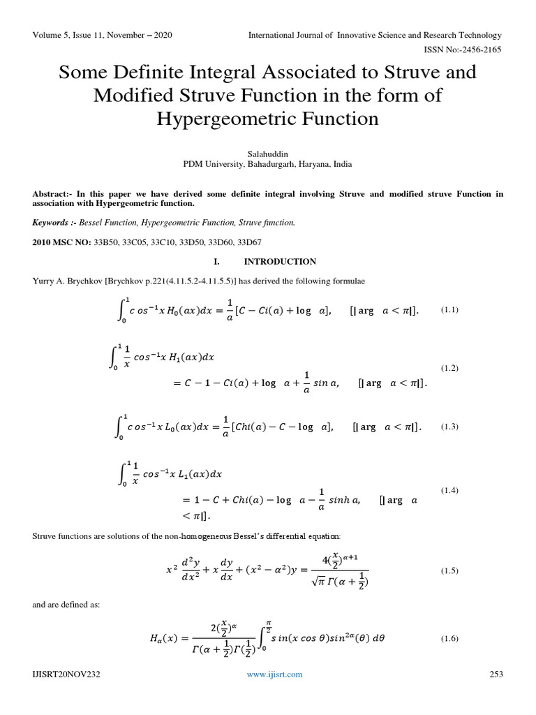 Some Definite Integral Associated To Struve and Modified Struve Function in The Form of ...