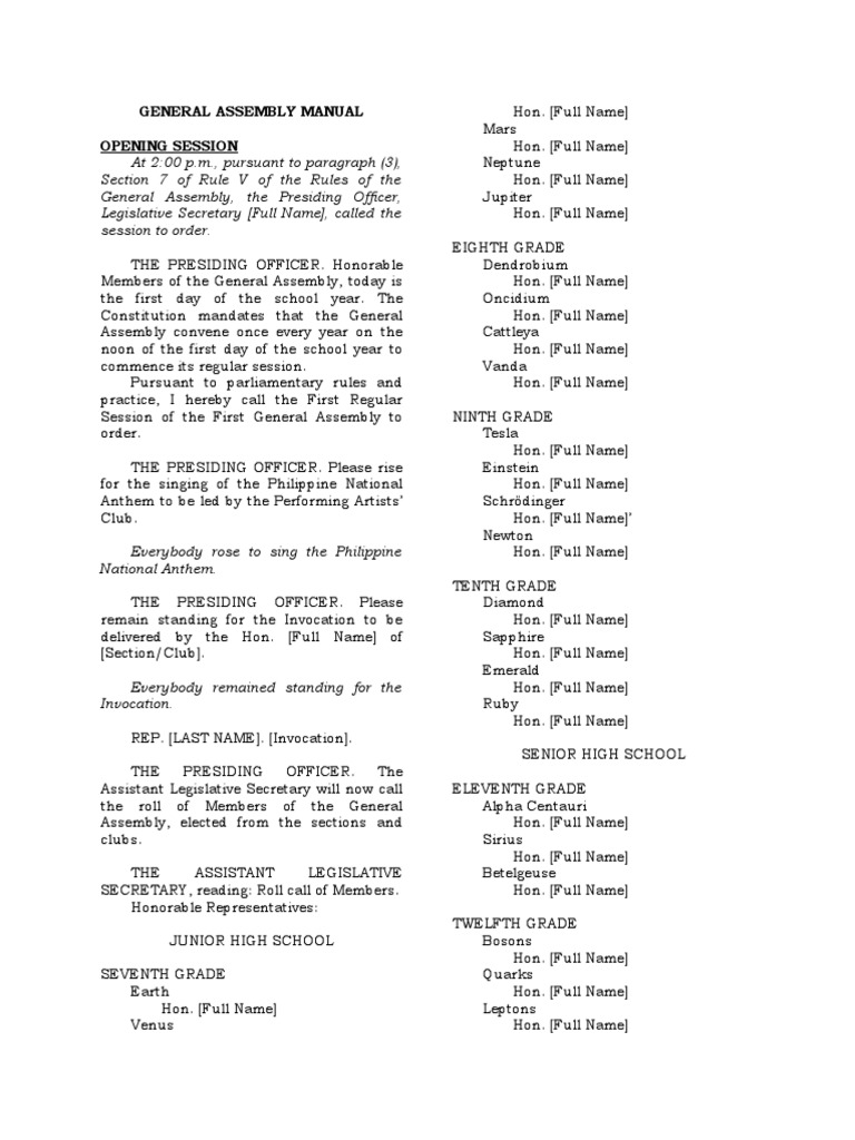 Quorum Declaration in Assembly Session | PDF | United States House Of ...