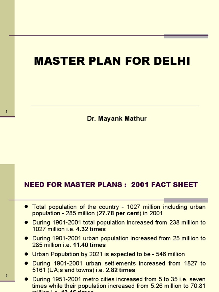 Master Plan For Delhi: Dr. Mayank Mathur | PDF | Business | Transport