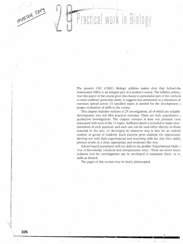 CSEC Biology Laboratory Manual | PDF