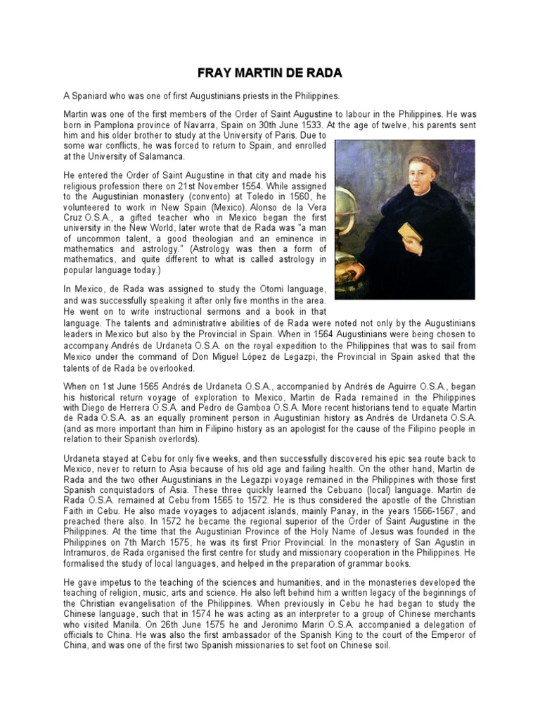 Fray Martin de Rada: Defender of Filipinos | PDF | History | Classics