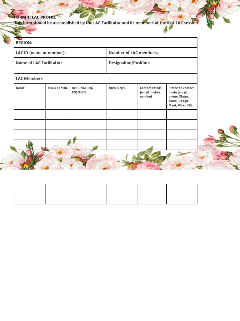 This Form Should Be Accomplished by The LAC Facilitator and Its Members ...