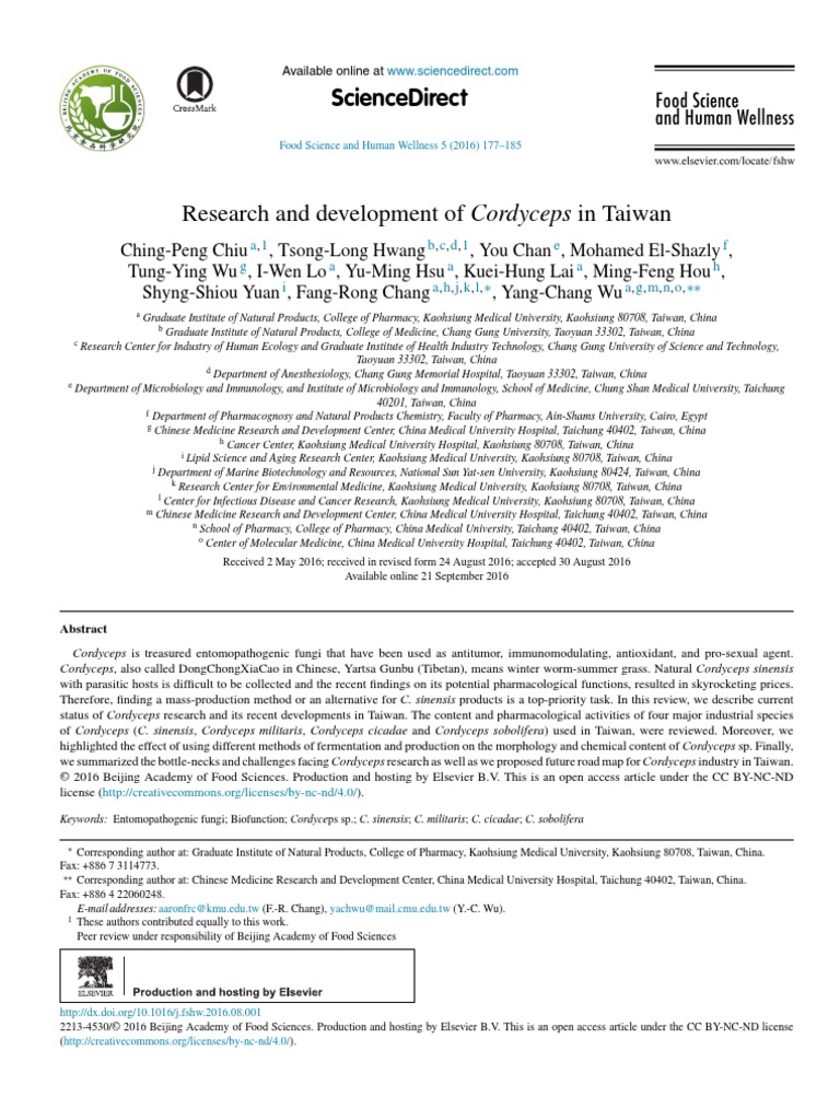 Cordyceps Review 2016 PDF | PDF | Fungus | Science