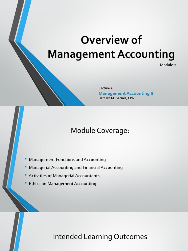 Overview of Management Accounting | PDF | Management Accounting ...