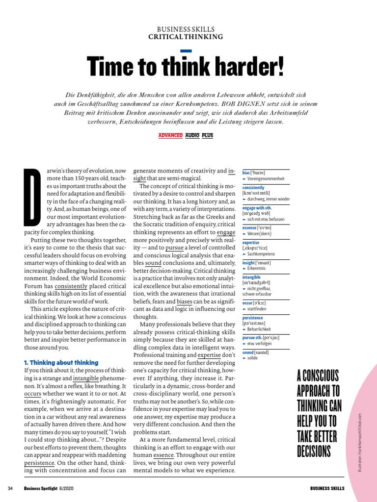 Time To Think Harder | PDF | Critical Thinking | Expert