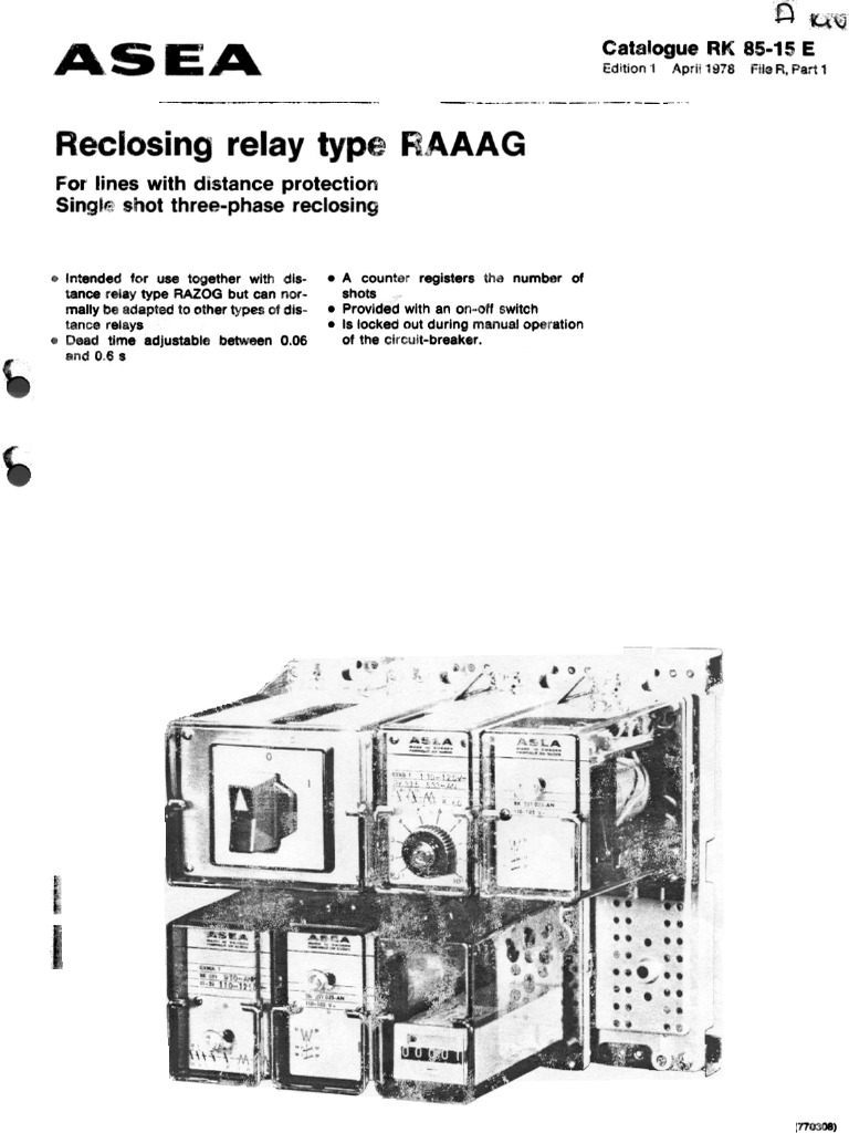 RAAAG - Reclosing Relay For Distance Protection | PDF