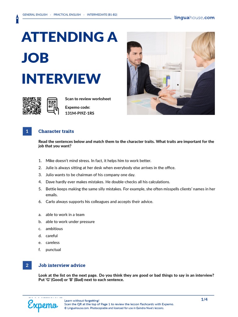 Attending A Job Interview British English Student Ver2 PDF | PDF | Job Interview