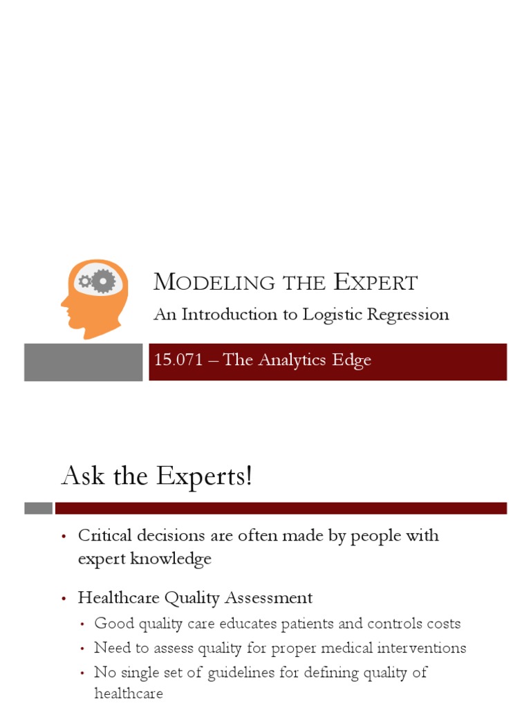 Odeling THE Xpert: An Introduction To Logistic Regression | PDF | Receiver Operating ...