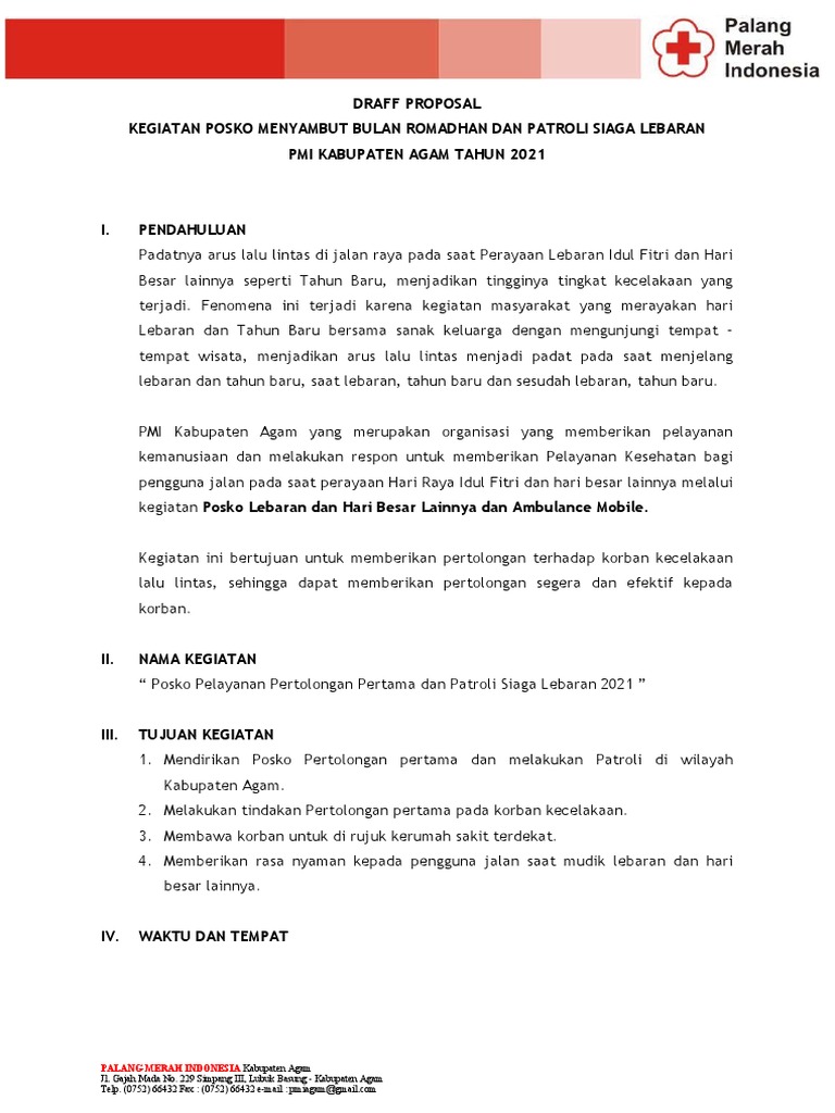 Proposal Posko Siaga Lebaran 2021 | PDF