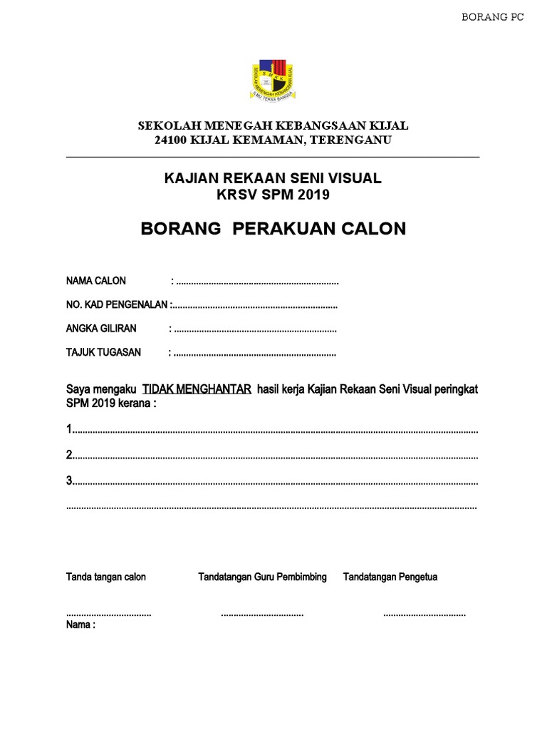 Borang Perakuan Calon (BPC) | PDF