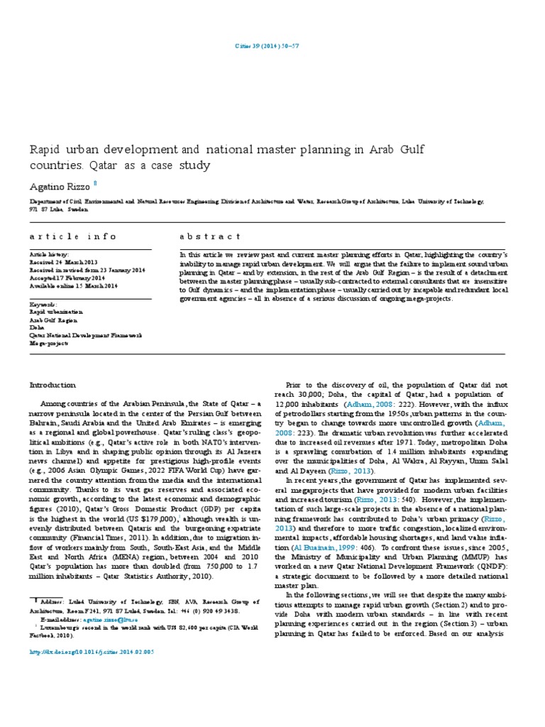 Rapid Urban Development and National Mas PDF | PDF | Doha | Qatar