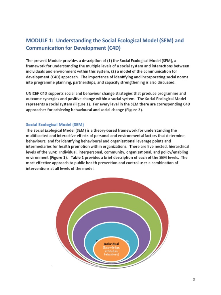 MODULE 1: Understanding The Social Ecological Model (SEM) and ...