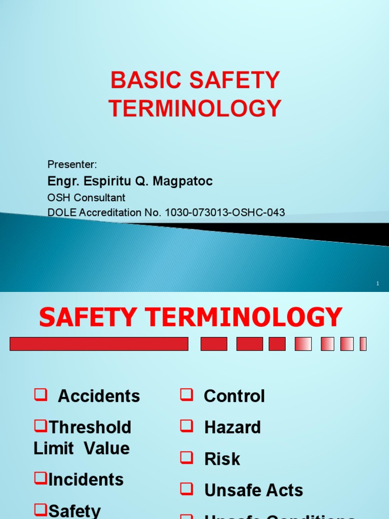 Basic - Safety - Terminologies - PPT Filename - UTF-8''Basic Safety ...