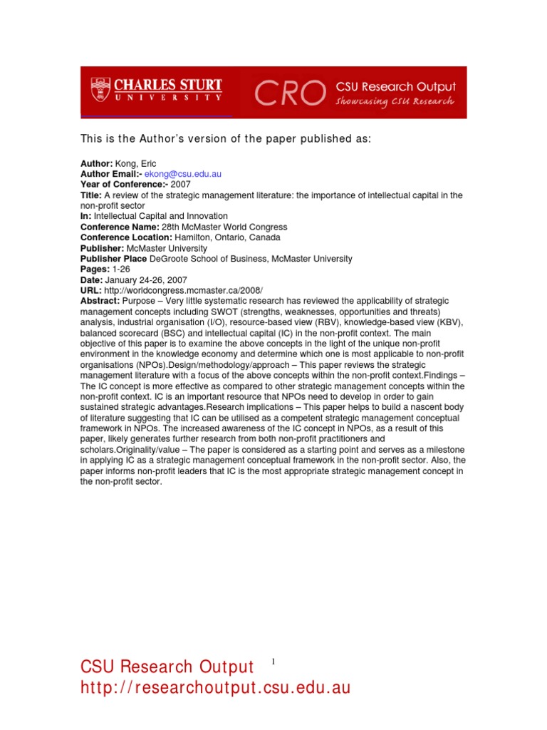 CSU Research Output: This Is The Author's Version of The Paper ...