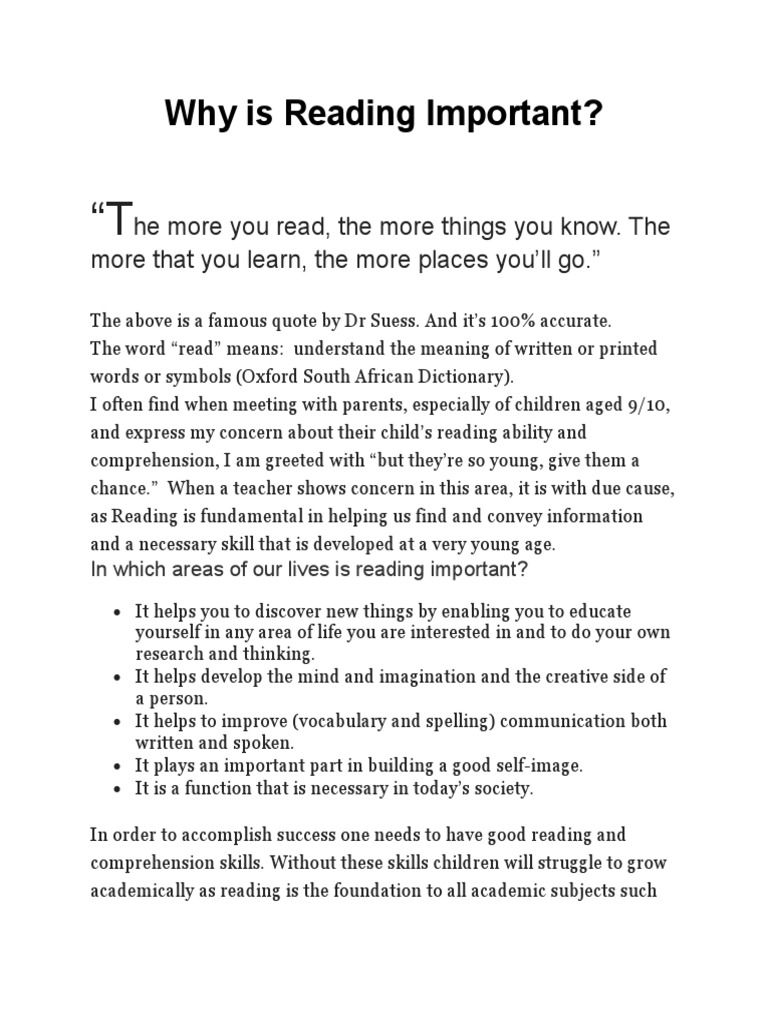Why Is Reading Important | PDF | Reading Comprehension | Epistemology