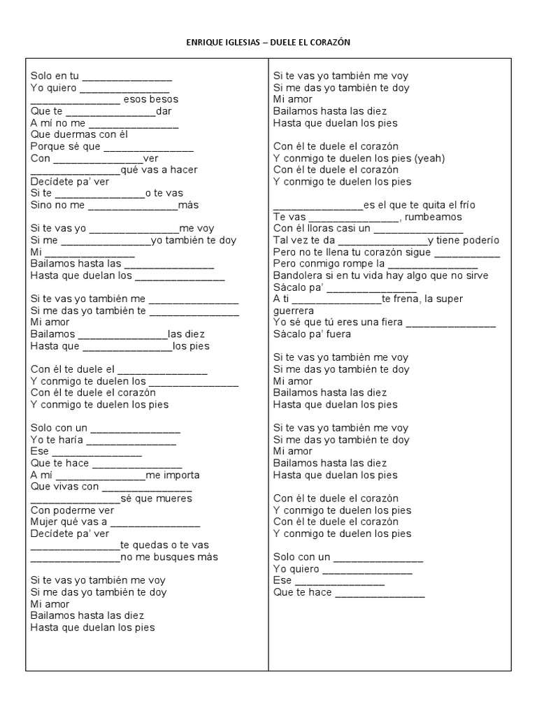 Duele el Corazón - Enrique Iglesias | PDF