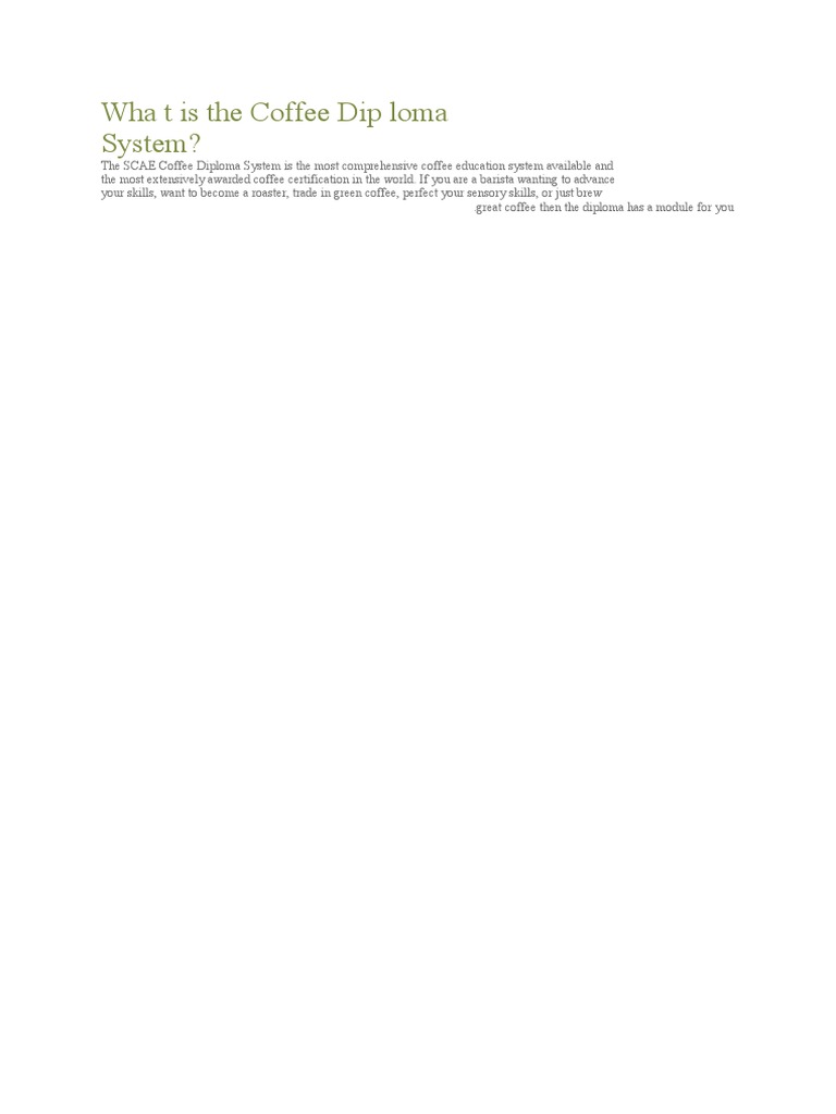 What Is Coffee Diploma | PDF