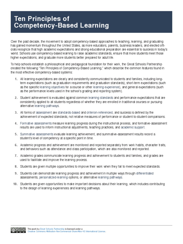 Ten Principles of Competency-Based Learning | PDF | Educational ...