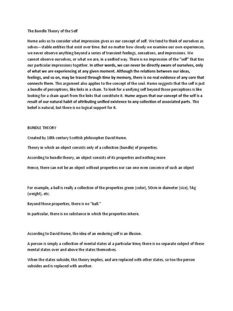 The Bundle Theory | PDF | Philosophy Of Self | David Hume