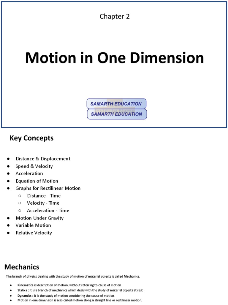 Sample Physics PPT - Chapter 2 - Motion in One Dimension | PDF ...
