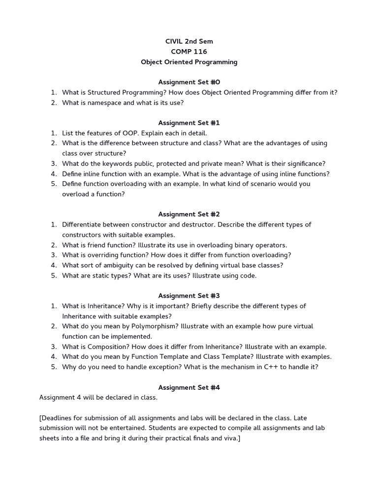 Assignment And Lab Pdf C Inheritance Object Oriented Programming