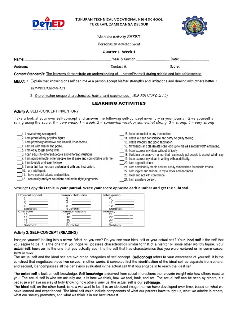 Perdev Module Activity | Download Free PDF | Mental Disorder | Body Image