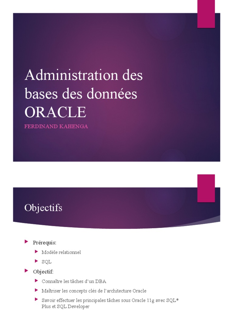 Cours 1 Oracle - Introduction | PDF | Base de données Oracle | Logiciel ...