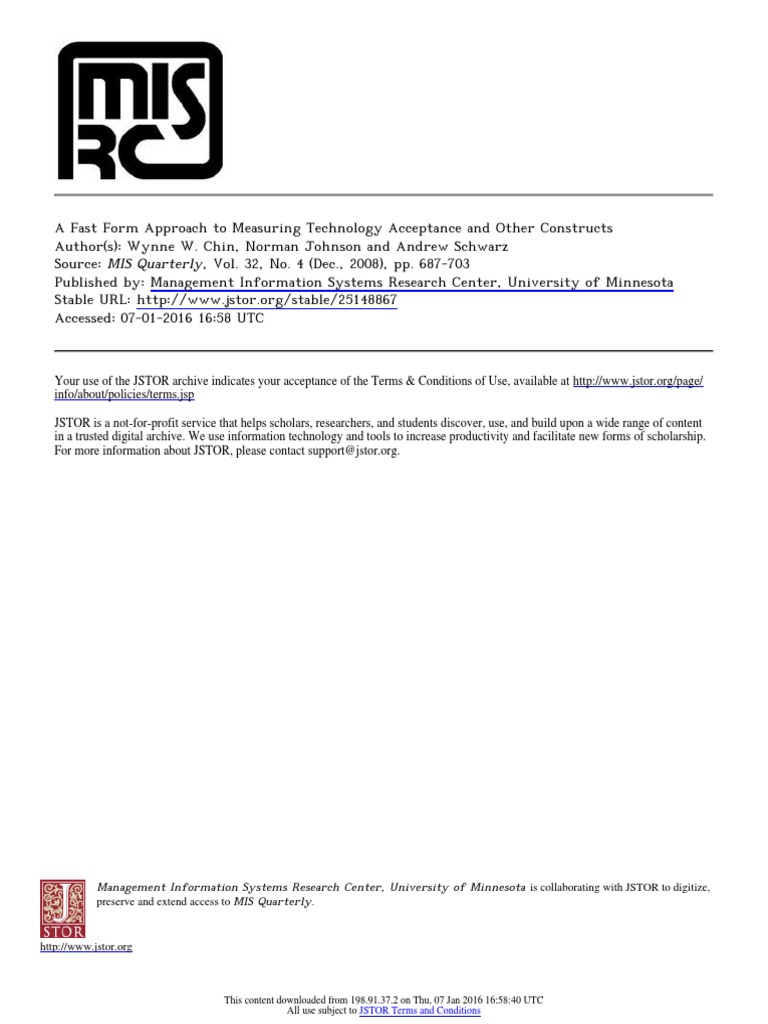 A Fast Form Approach To Measuring Technology Acceptance and Other ...