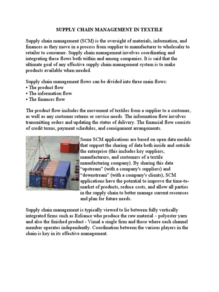Textile Supply Chain Management Overview | PDF | Supply Chain ...