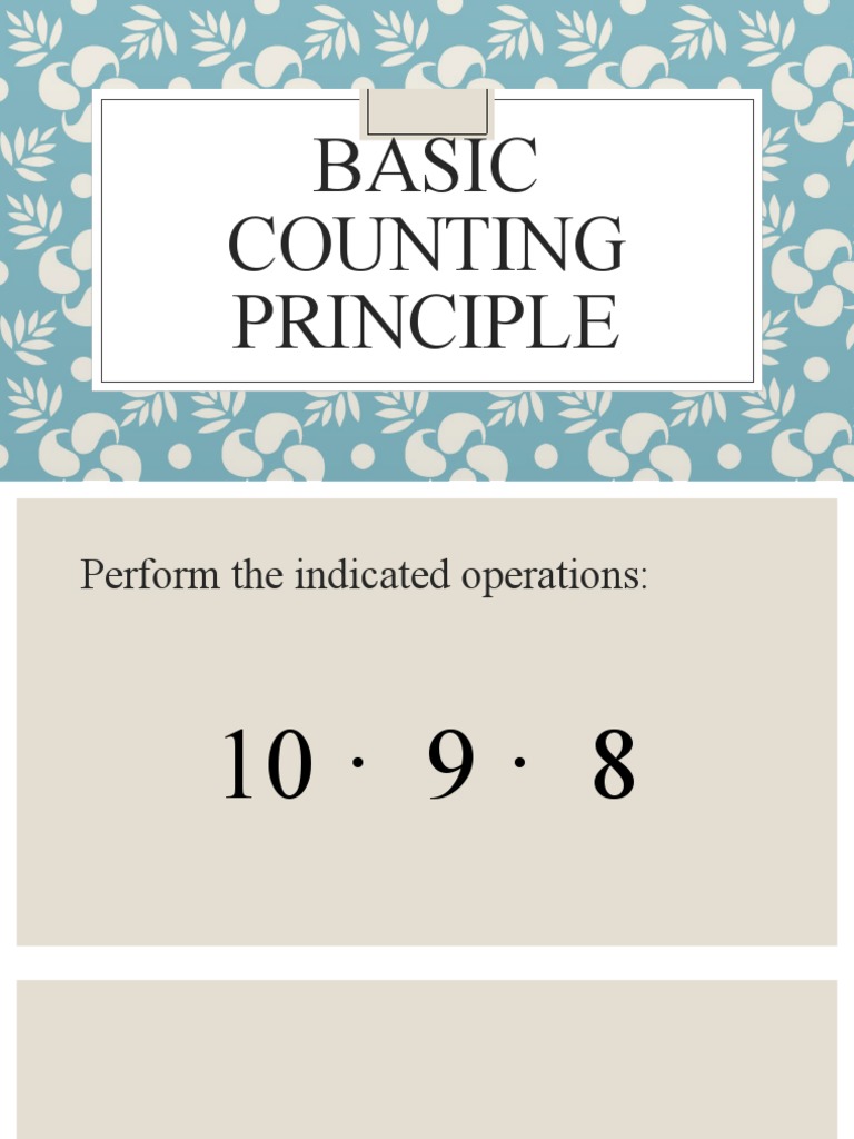 Basic Counting Principle | PDF