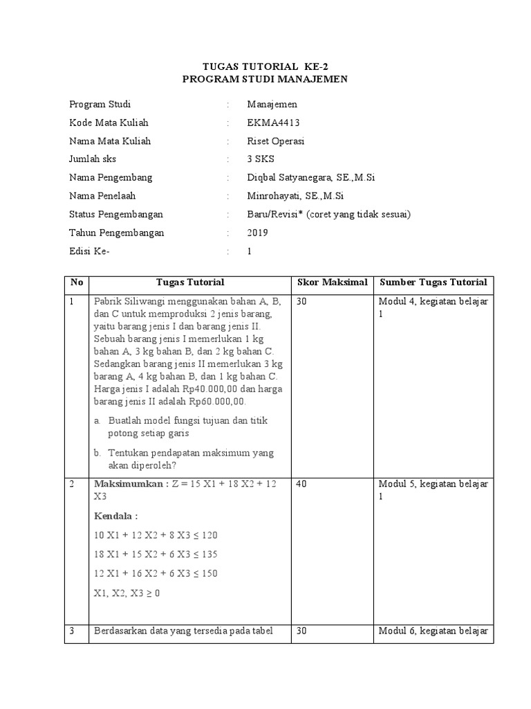 TUGAS 2 Riset Operasi | PDF