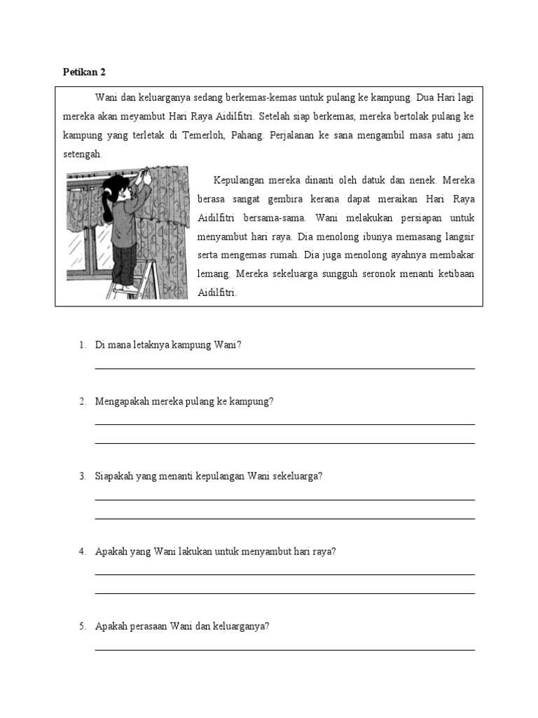 Soalan Pemahaman Tahun 1 (Petikan) | PDF