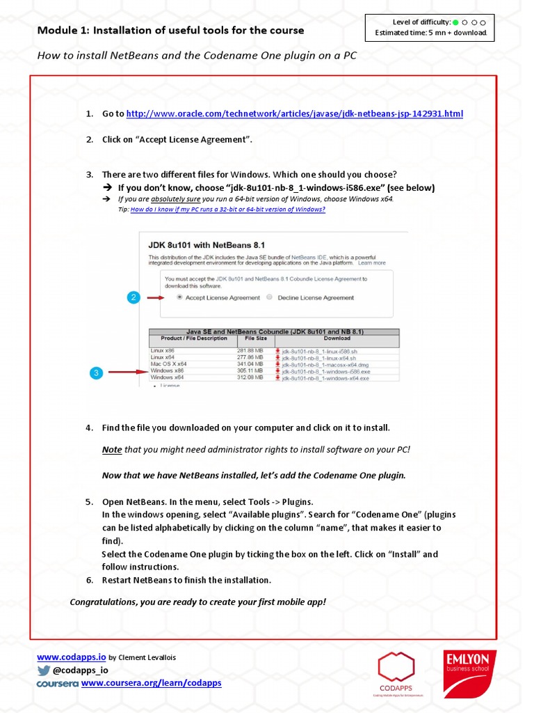Module 1 - Installing NetBeans Ans Codename One On A PC | PDF