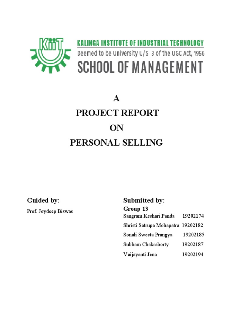 Understanding the Sales Process: A Group Project Report on Personal ...