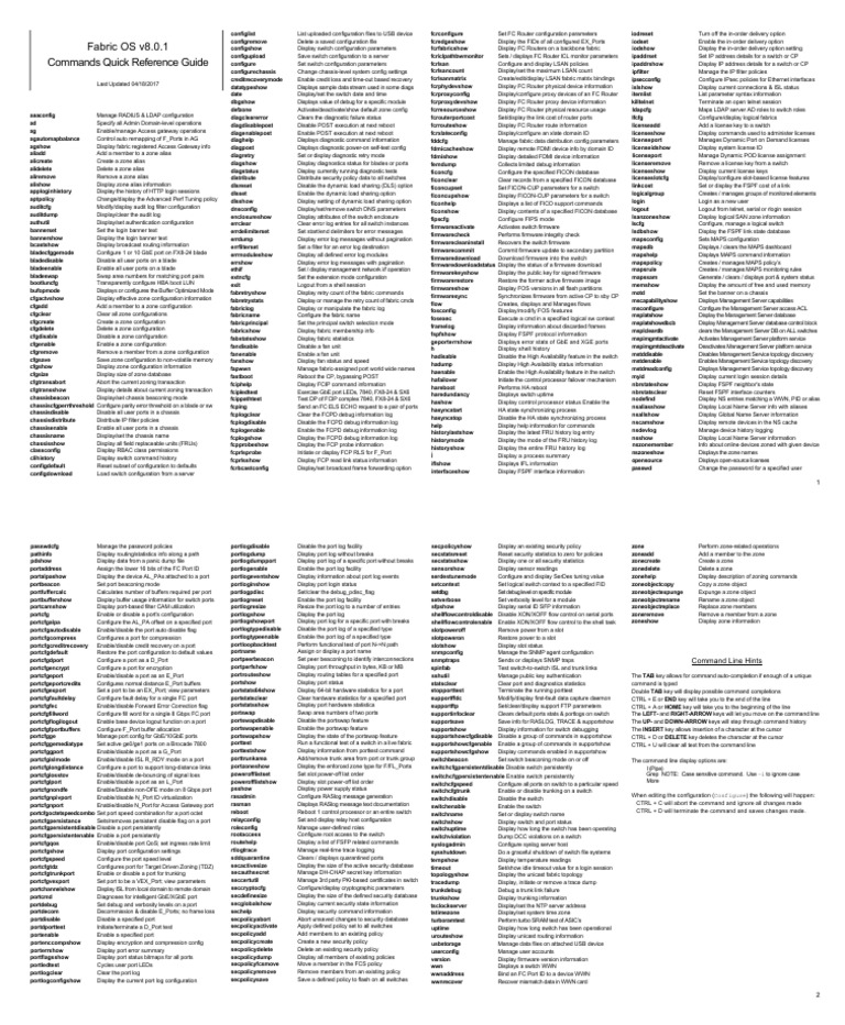 Fabric OS v8.0.1 Commands Quick Reference Guide | PDF | Router ...