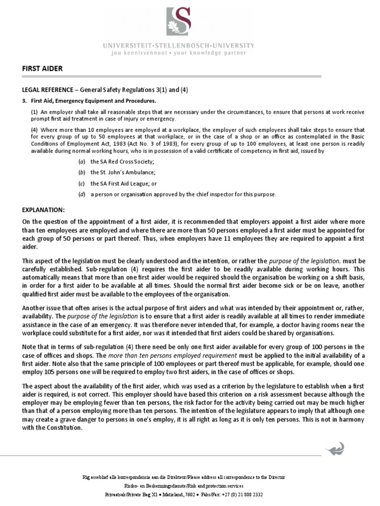 First Aider Appointment Guidelines | PDF | First Aid | Policy