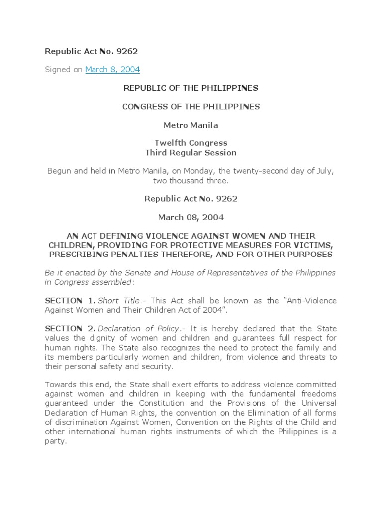 Anti-Violence Against Women Act 2004 | PDF | Restraining Order | Violence