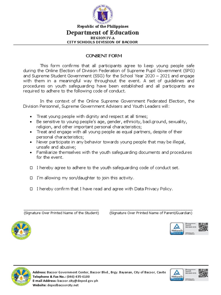 SG Federated Election Consent Form | PDF