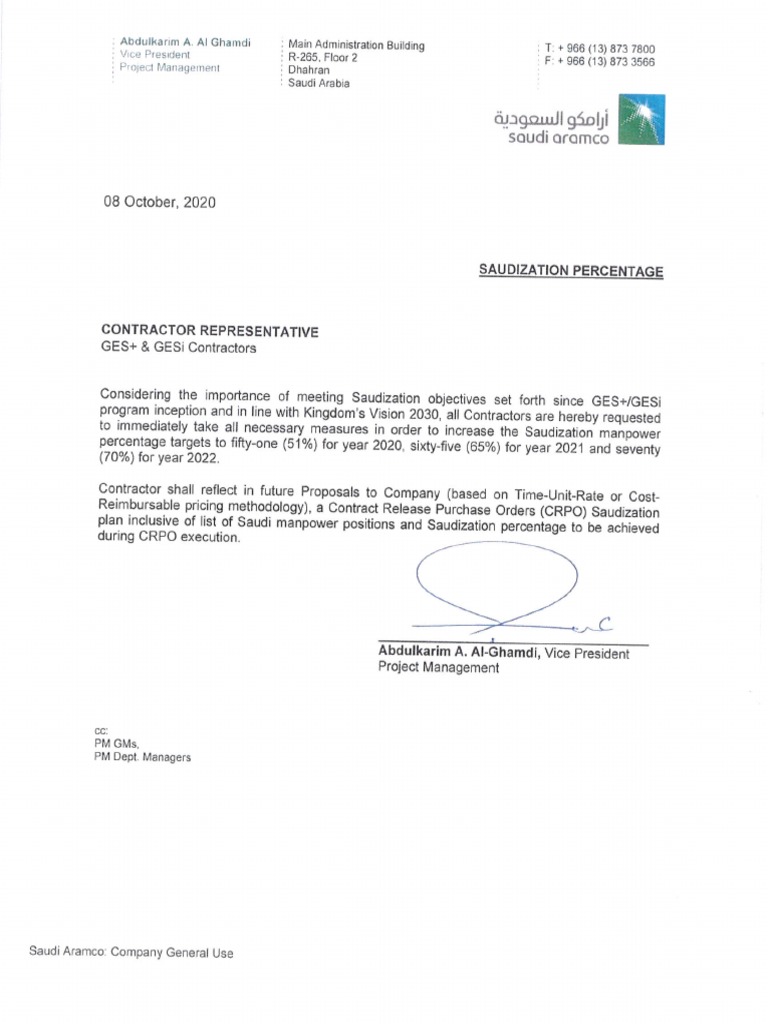 Saudization Percentage - GES+-GESi | PDF