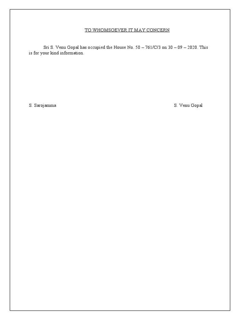 Occupation Letter | PDF