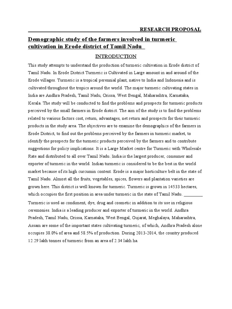Research Proposal Sociology | PDF | Turmeric | Tamil Nadu