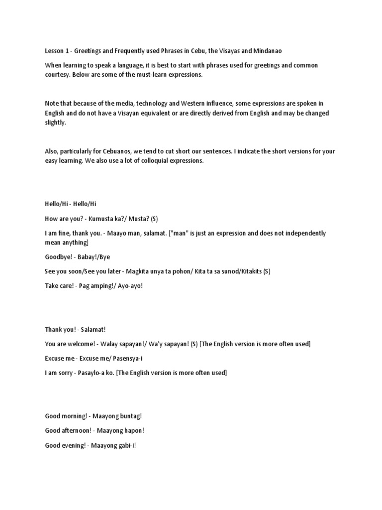 Learn Bisaya Download Free Pdf Linguistics Languages Of Asia