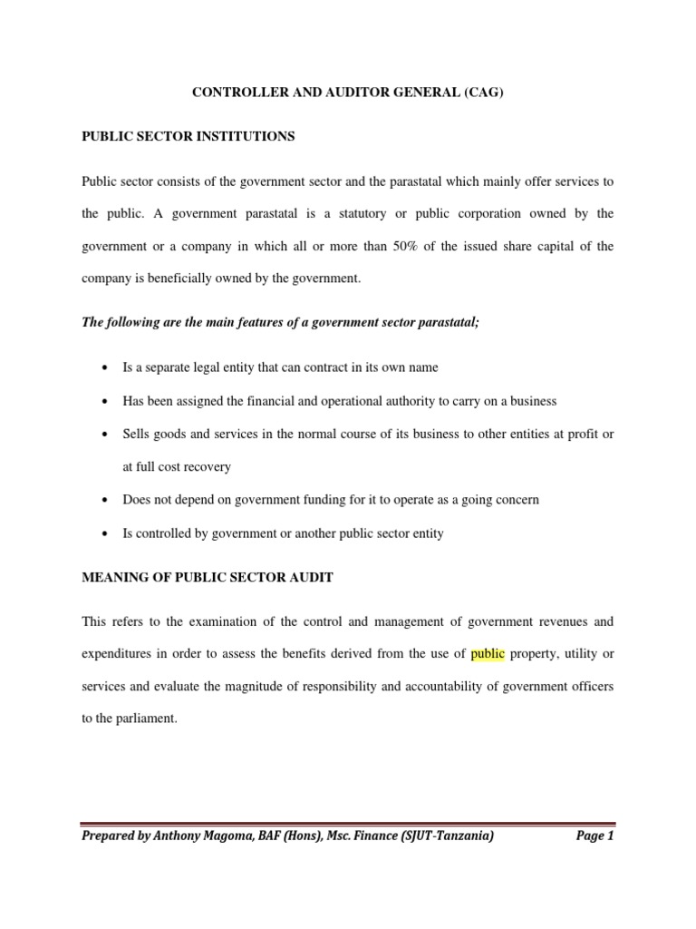 Functions of the Controller and Auditor General | PDF | Audit | Virtue